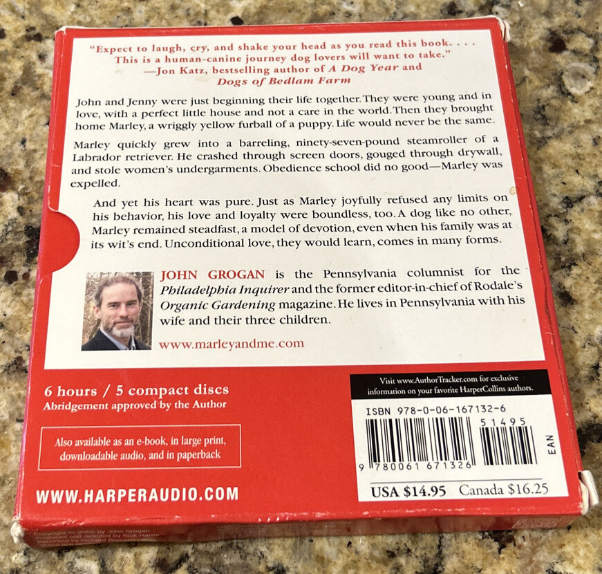 "Marley And Me" Audio Book CD's Written and Read By John Grogan 6 Hours ...