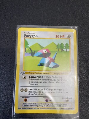 Pokemon 1st Edition Shadowless Base Set Porygon Pokemon Card (39/102 ...