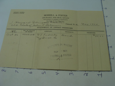 orig Nov. 1922 MORILL & FOSTER insurance & real estate --concord NH | eBay