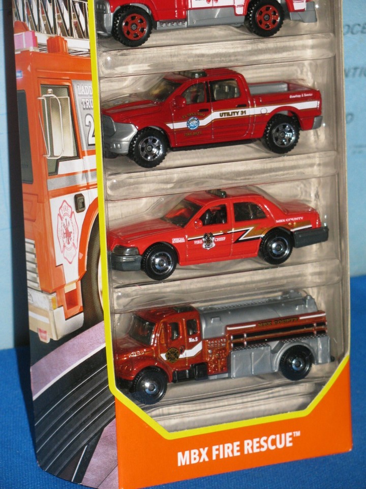 MATCHBOX MBX FIRE RESCUE DEPARTMENT TRUCKS & CARS 5 PACK MATTEL ...