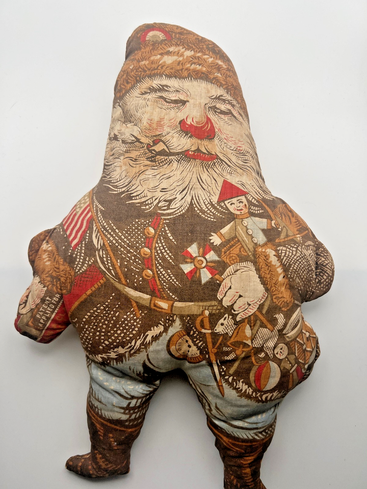 RARE Antique Christmas Santa Printed Stuffed DOLL by EDWARD PECK c ...