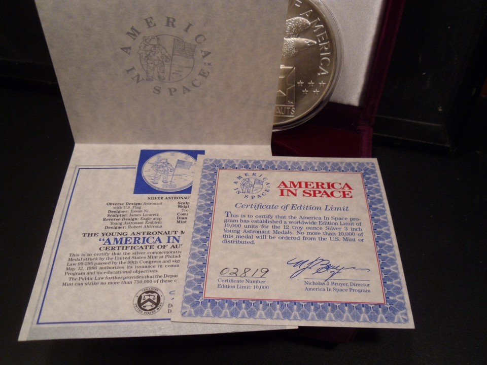 1988 1 troy pound (12oz) America in Space Commemorative (Uncertified in ...