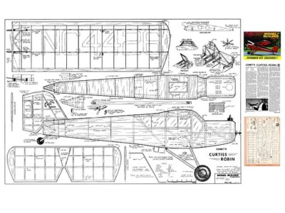 Curtiss Robin F/F Power 72" Wingspan RC Model Airplane Printed Plans ...