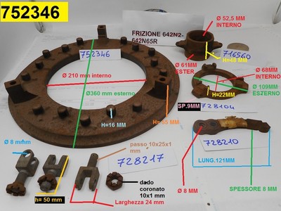 Set Flat Clutch Or Disk Clutch With Accessories for Fiat 642N & 642N65R ...