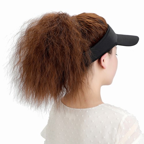 Women Ponytail Curly Hair Wig Hairpiece Visor Cap Travel Beach Hat One ...