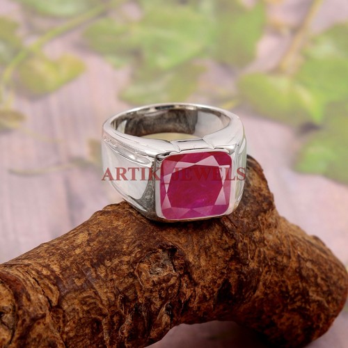 Heated Ruby Gemstone with 925 Sterling Silver Ring for Men's #5056 | eBay