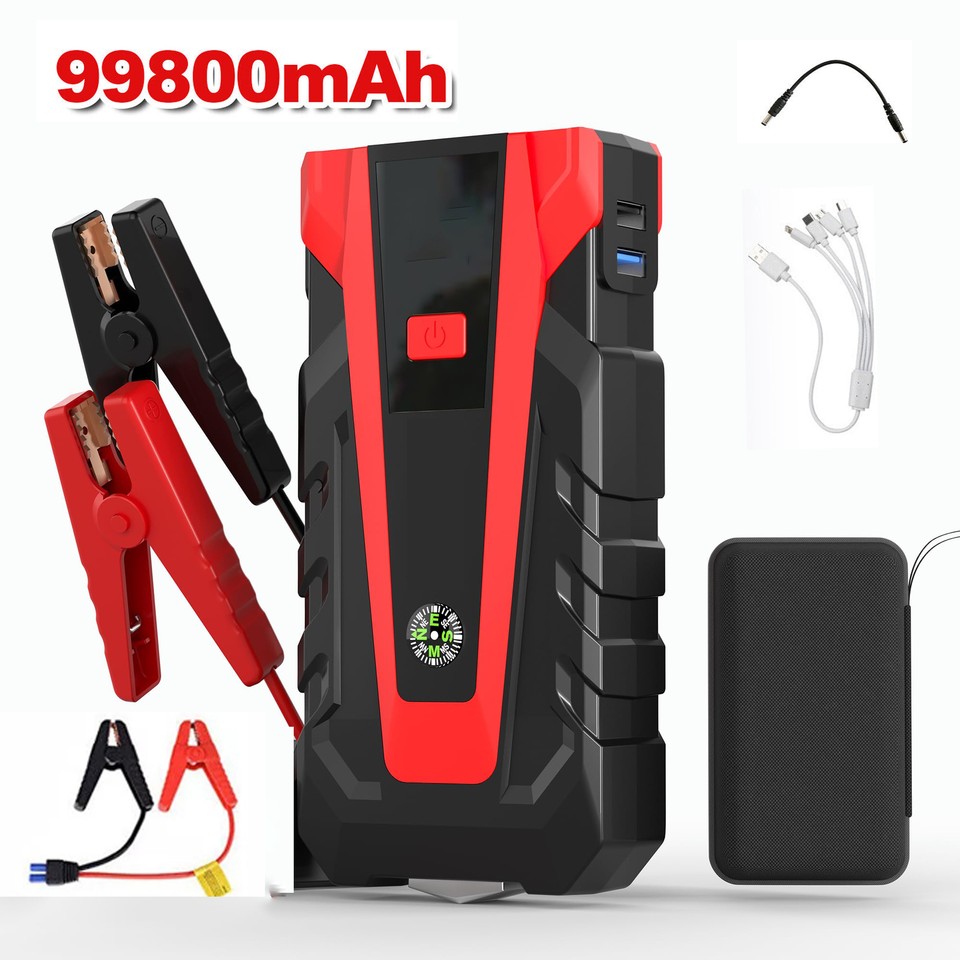 99800mAh 12V Car Jump Starter Pack Booster Battery Charger Emergency ...