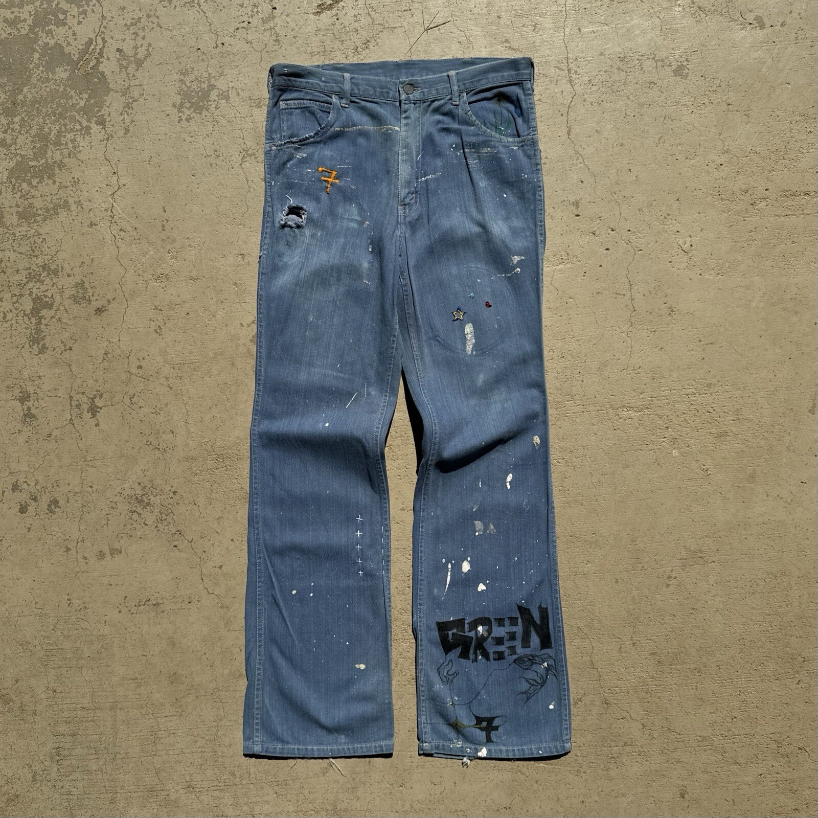 Vintage 1970s/80s Custom Paint Splatter Embroidered F… - Gem