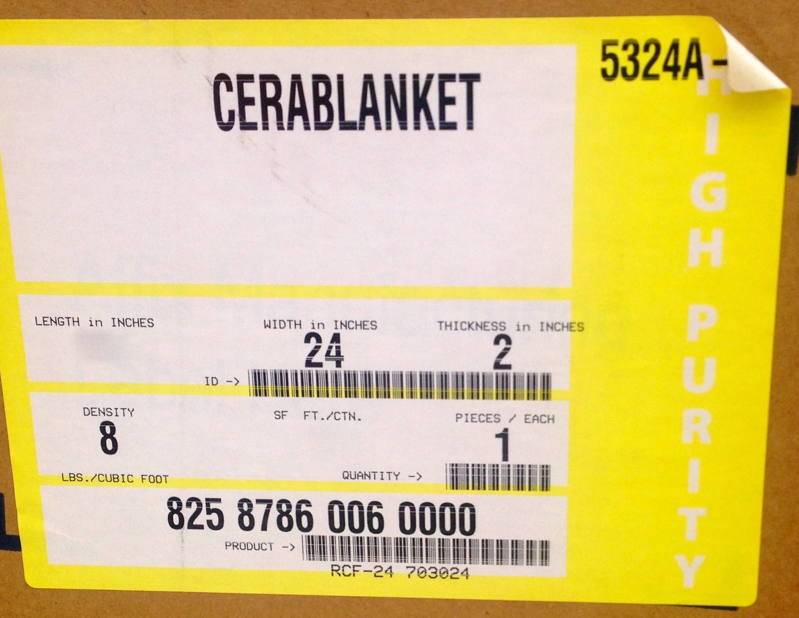 2" CeraBlanket STRIPS 2" x 2" x 24" Ceramic Fiber Blanket Thermal ...