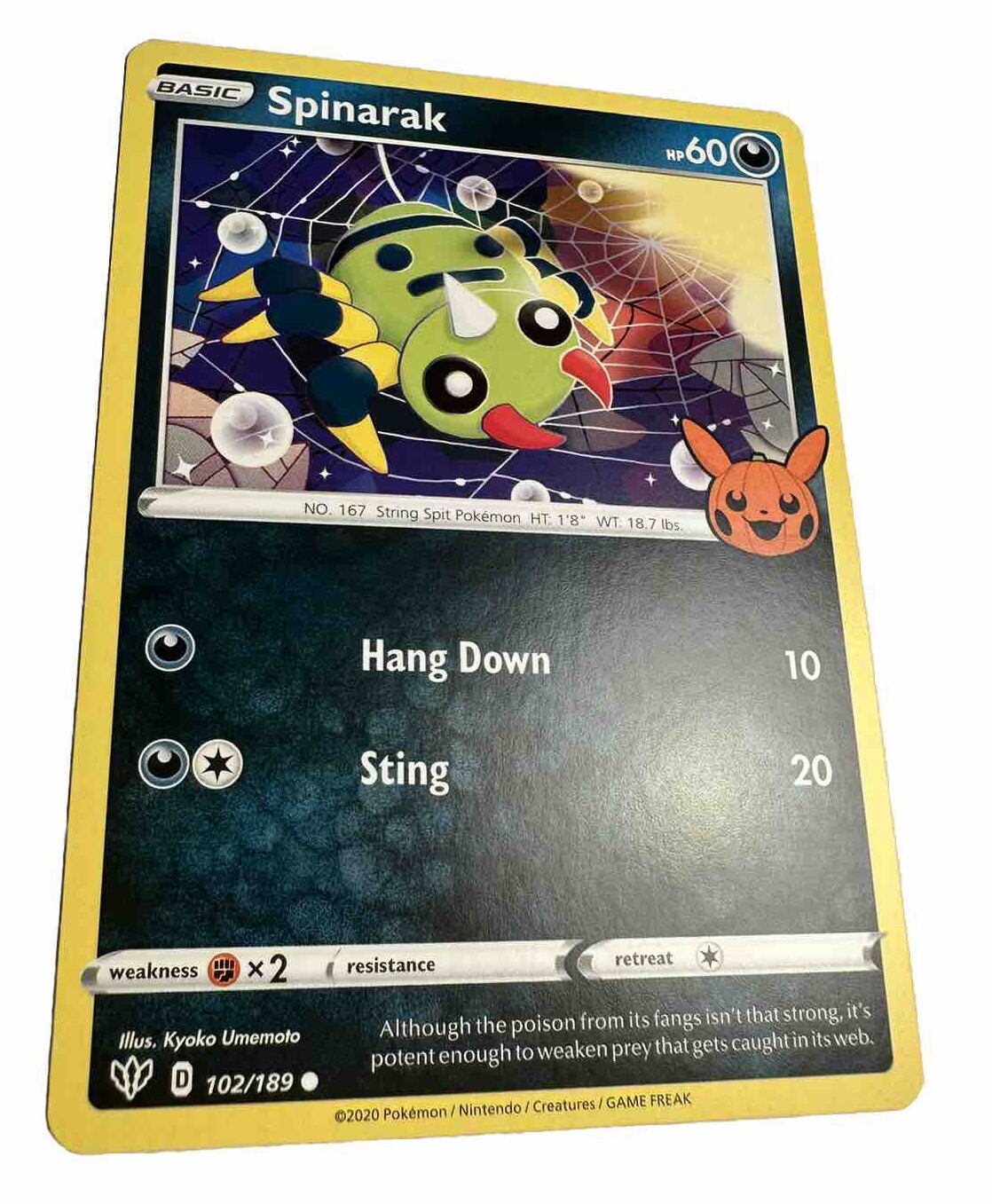 Spinarak 102/189 Regular Trick or Trade BOOster 2022 Halloween Pokemon ...