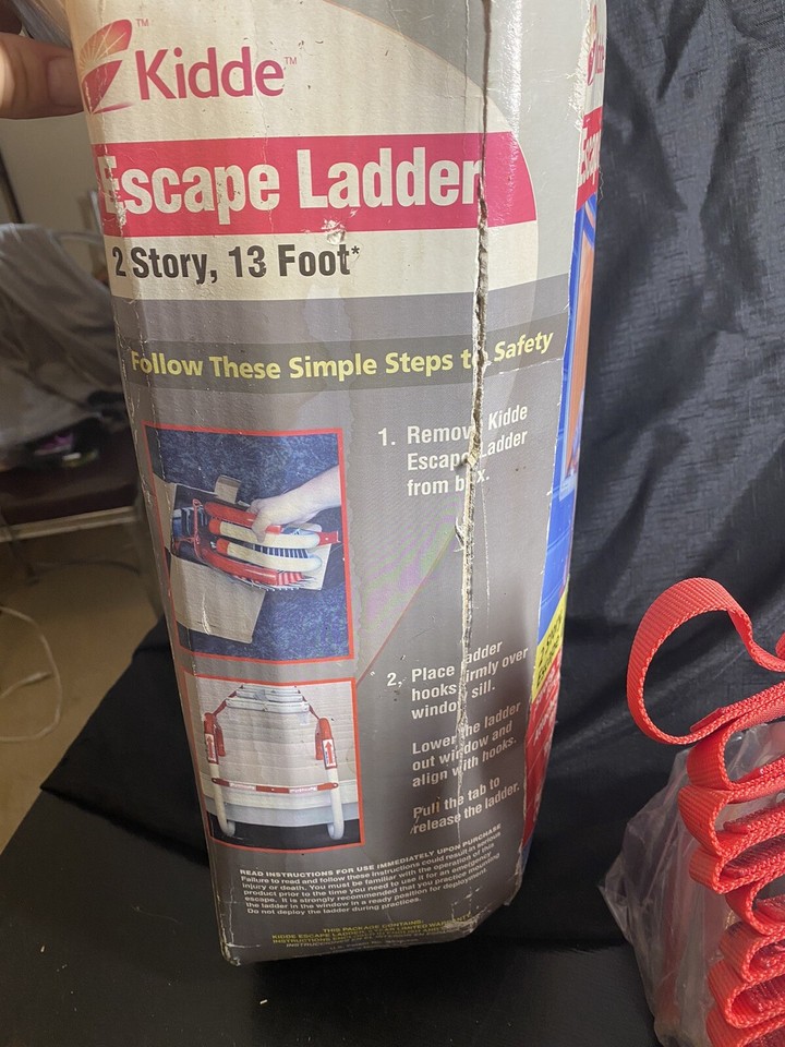Kidde 2-Story Escape Ladder 13 Ft Tangle-Free w/ Box Emergency Fire ...