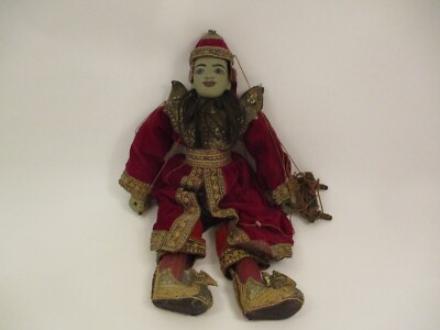 Antique c1900 Handmade Painted Wood 19" Marionette Puppet Toy Beard ...