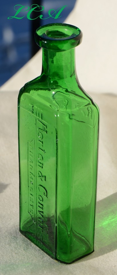 Antique HORTON CONVERSE Los Angeles Cal PRISTINE GREEN pharmacy bottle ...
