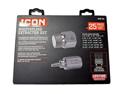ICON Multispline Screw Extractor Set, 25-Piece, Professional, Factory ...