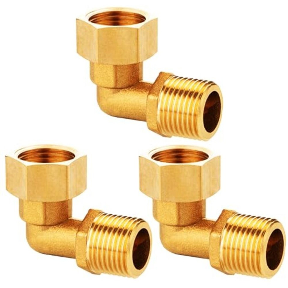 3PCS Brass Removable Screw Connection 1/2" Angle 90° Fitting For Water ...