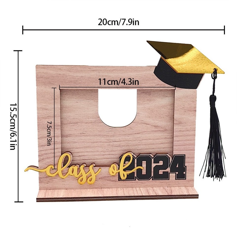 Photo Frame Wooden Graduation Picture Frame Bachelor Hat Letter ...