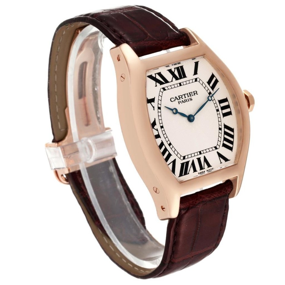 Cartier Tortue XL Silver Dial 18K Rose Gold Mens Watch 2763 | eBay