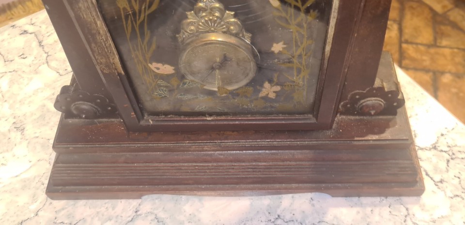 1881 Antique Mantle Pendulum Wood Etched Glass Clock Lion's Head New ...