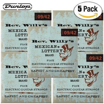 5-PACK Dunlop RWN0942 Rev Willy's Lottery Brand Electric Guitar Strings 9-42 | eBay