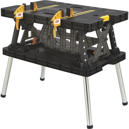 Keter Folding Work Table with Two Adjustable Clamps, 1000-Lb. Capacity ...