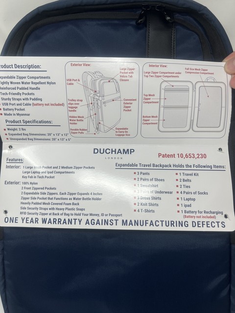 4*30 Duchamp London Navy Getaway Backpack Suitcase for sale online | eBay