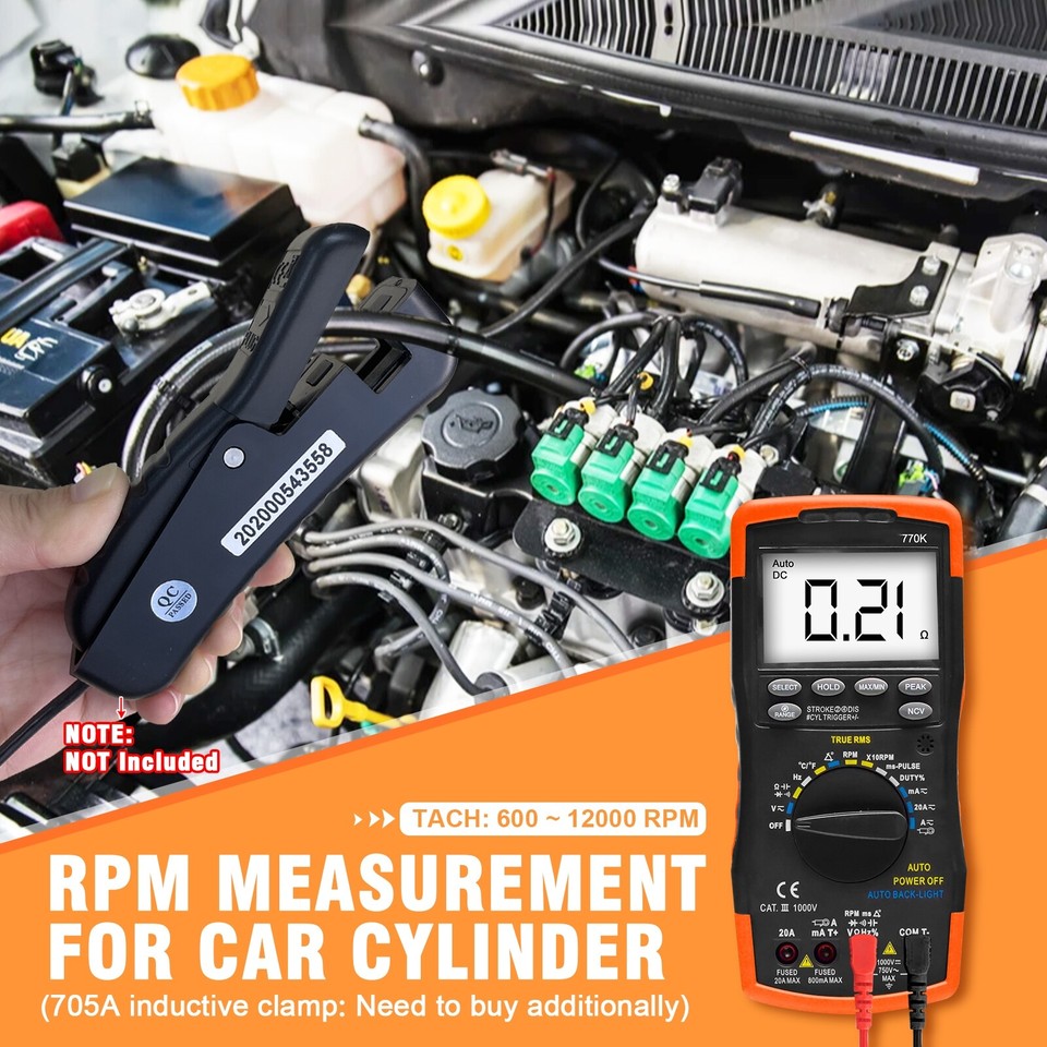 Automotive Multimeter Engine Analyzer Tacho Dwell Meter 60~12000 RPM 4 ...