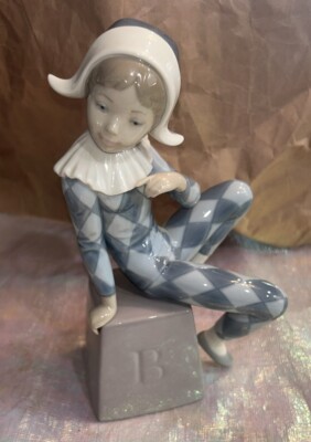 Lladro " Harlequin - B " Porcelain Figurine #5076 clown / jester D-2 M ...