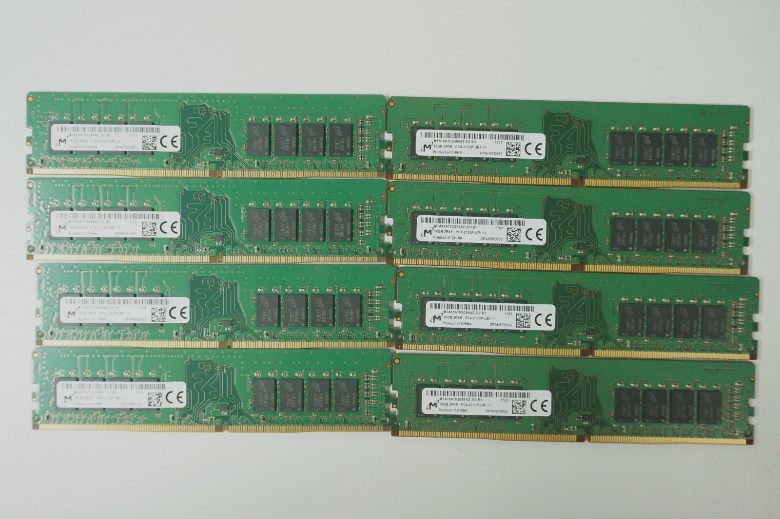 Lot of 8 Micron Desktop Memory 16GB RAM 2RX8 PC4-2133P-UBO-11 | eBay