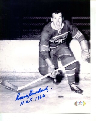 Emile Butch Bouchard Signed Photo 8x10 Autographed w/HOF Canadiens PSA ...