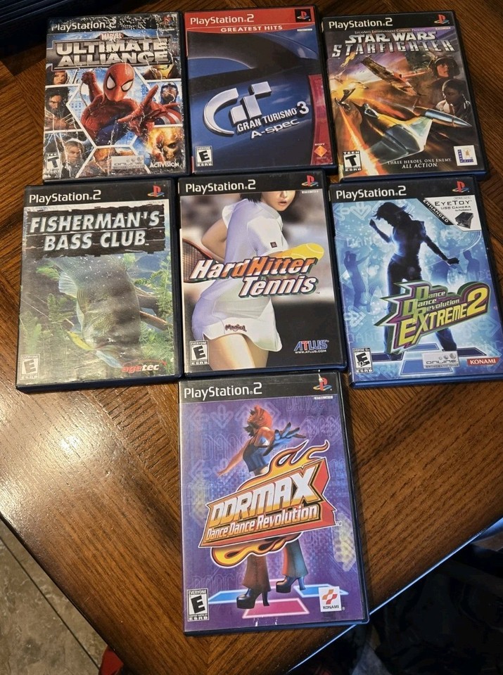 Sony PlayStation 2 Boxed Console Bundle 10 Games, 3 Remotes, Memory ...