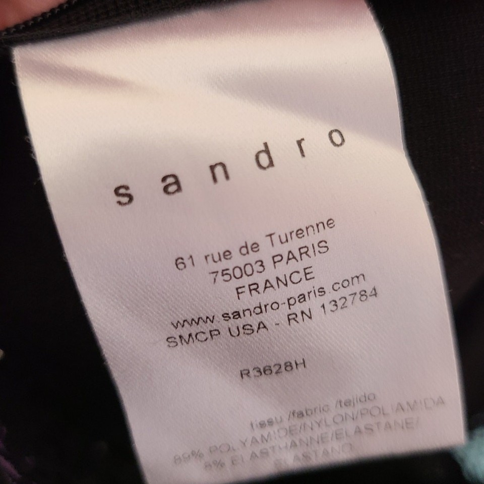 Sandro Black fishnet mesh sheer midriff fit and flair dress size 1 XS ...
