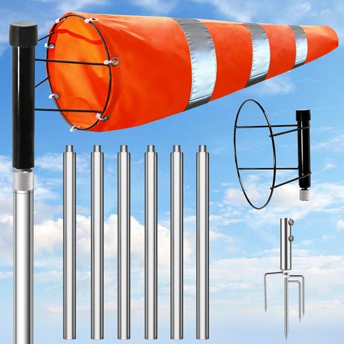 Airport Windsock Kit, 8 in x 36 in Aviation Grade Wind Sock Pole Kit ...