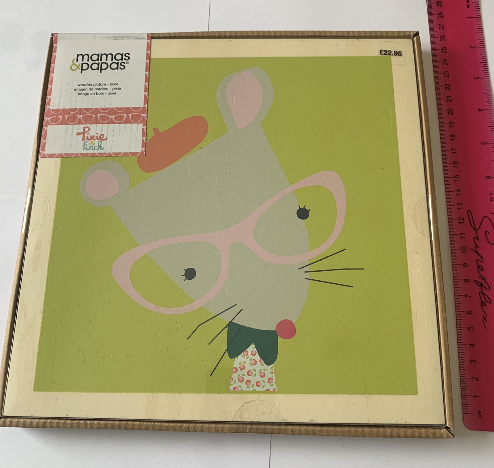 Mamas & Papas BN Wooden Picture Pixie Mouse 25cm Nursery Playroom Gift ...