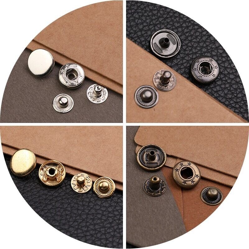 Snap Fasteners Heavy Duty Buttons 10/12/15mm Metal Press Studs Poppers ...