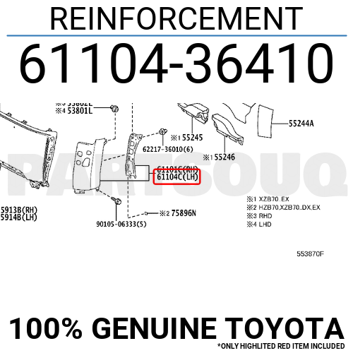 6110436410 Genuine Toyota REINFORCEMENT 61104-36410 | eBay