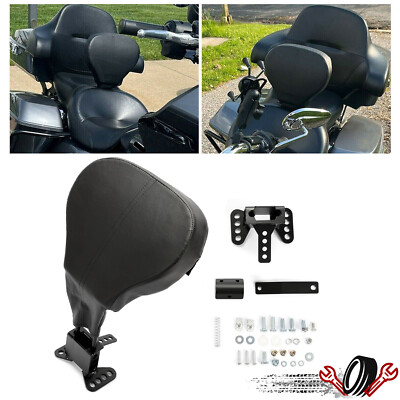 Black Adjustable Driver Rider Backrest For 2009-2023 Harley Davidson ...