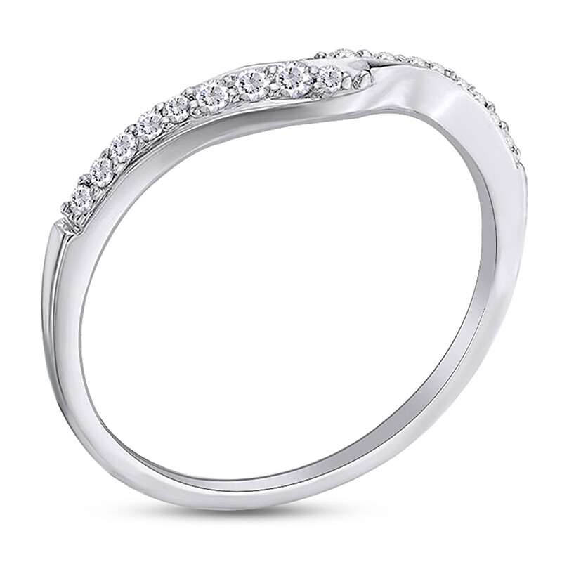 1/6 Ct Natural Diamond Swoop Contour Wedding Band Ring in Solid 10K ...