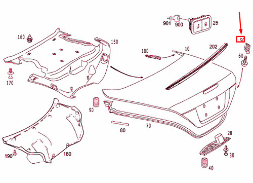 New Genuine Mercedes SL W230 Rear Trunk Lid End Stop Cover Right ...