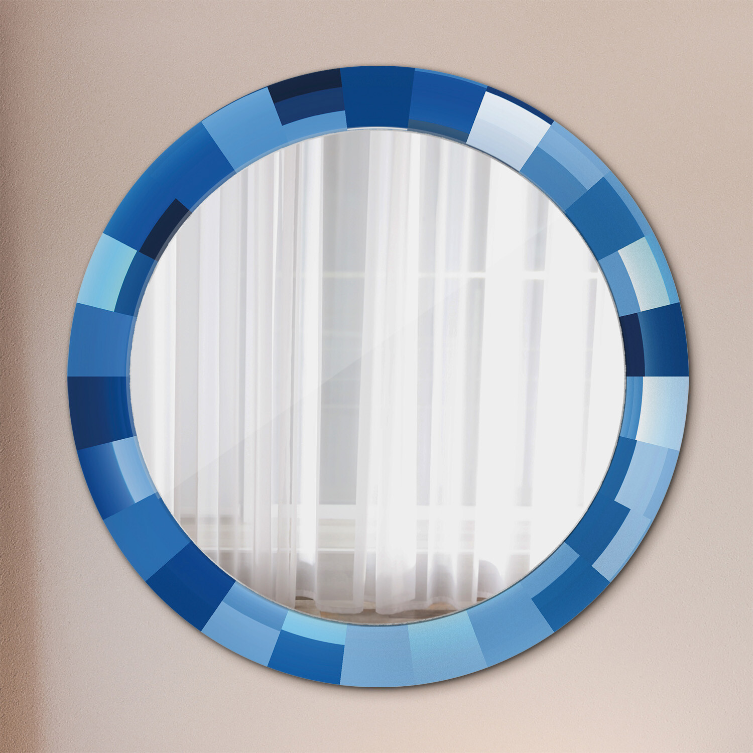Printed Frame Wall Mirror with Glass Frame Ready to Hang blue abstract ...