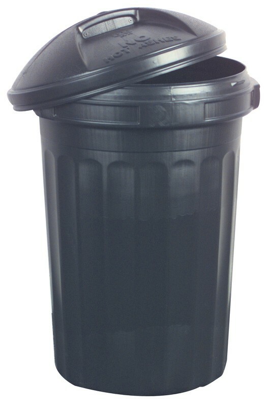 Black Plastic Dustbin with Lid 80 Litre Large Waste Bucket Rubbish ...