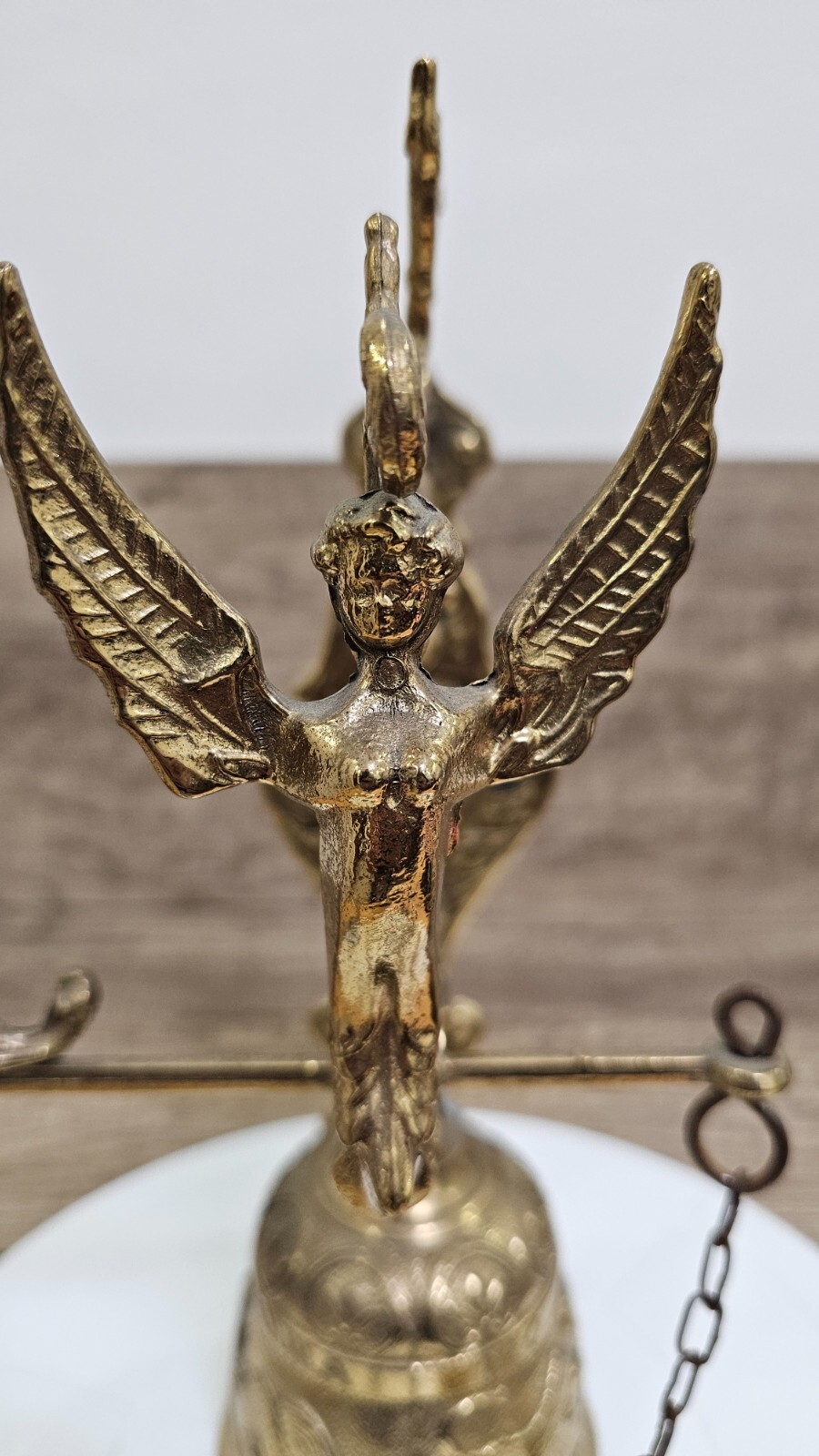 Vintage Decor Heavy Brass Door Bell Angel Inscribed - "LEO-AQUILA ...