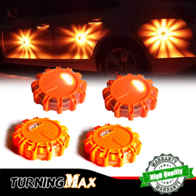 4PC LED Magnetic Light Car Round Beacon Emergency Hazard Strobe Warning ...