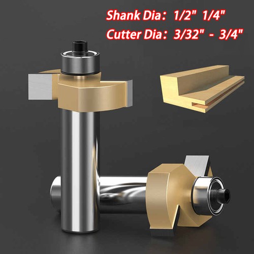 TCT T Slot Cutter Slotting Rabbeting Bearing Guided Router Bit 1/4" 1/2 ...
