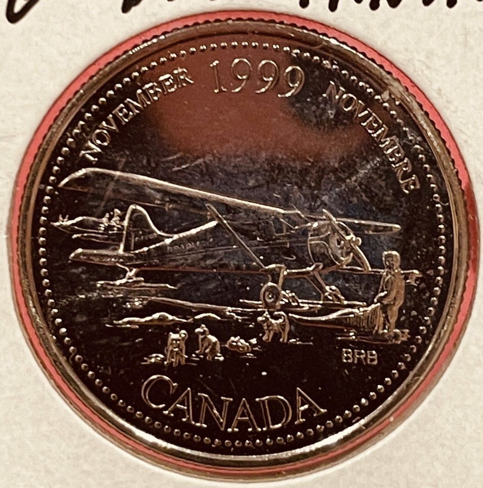 1999 Canada 25 cents P/L coin Rare Error November Mule no Denomination ...