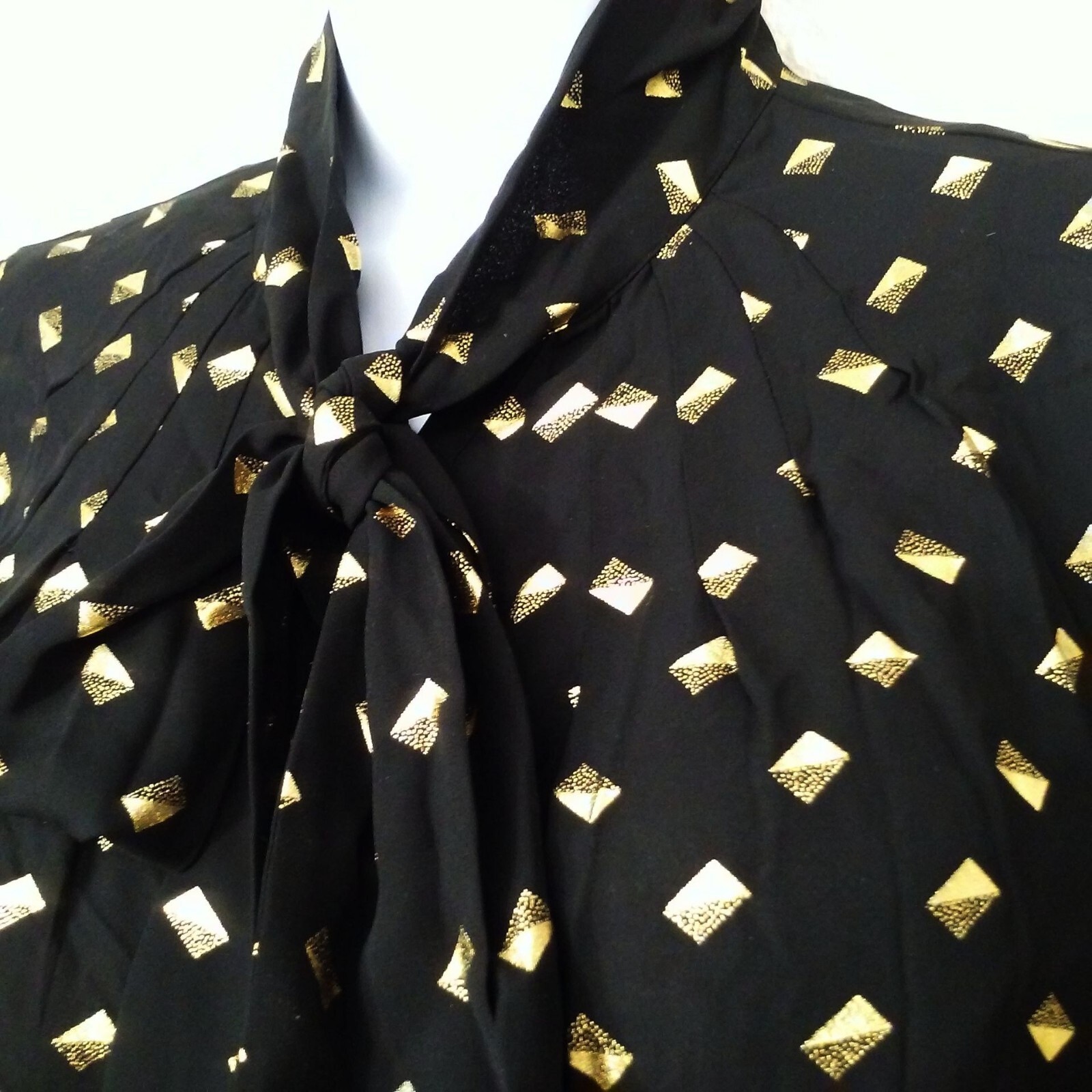 Vintage 90s Worthington Metallic Checked Tie-Bow Blou… - Gem