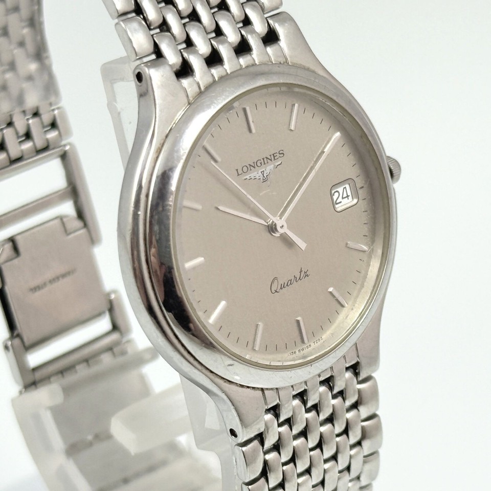 LONGINES FLAGSHIP L156.4 MEN'S 33mm DATE SILVER VINTAGE WATCH SWISS ...