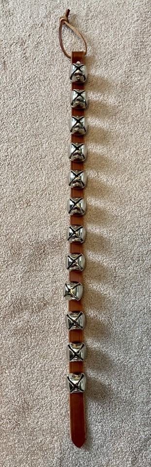 SLEIGH BELLS LEATHER Christmas Hanging Leather Brown 12 Bell Strap ...