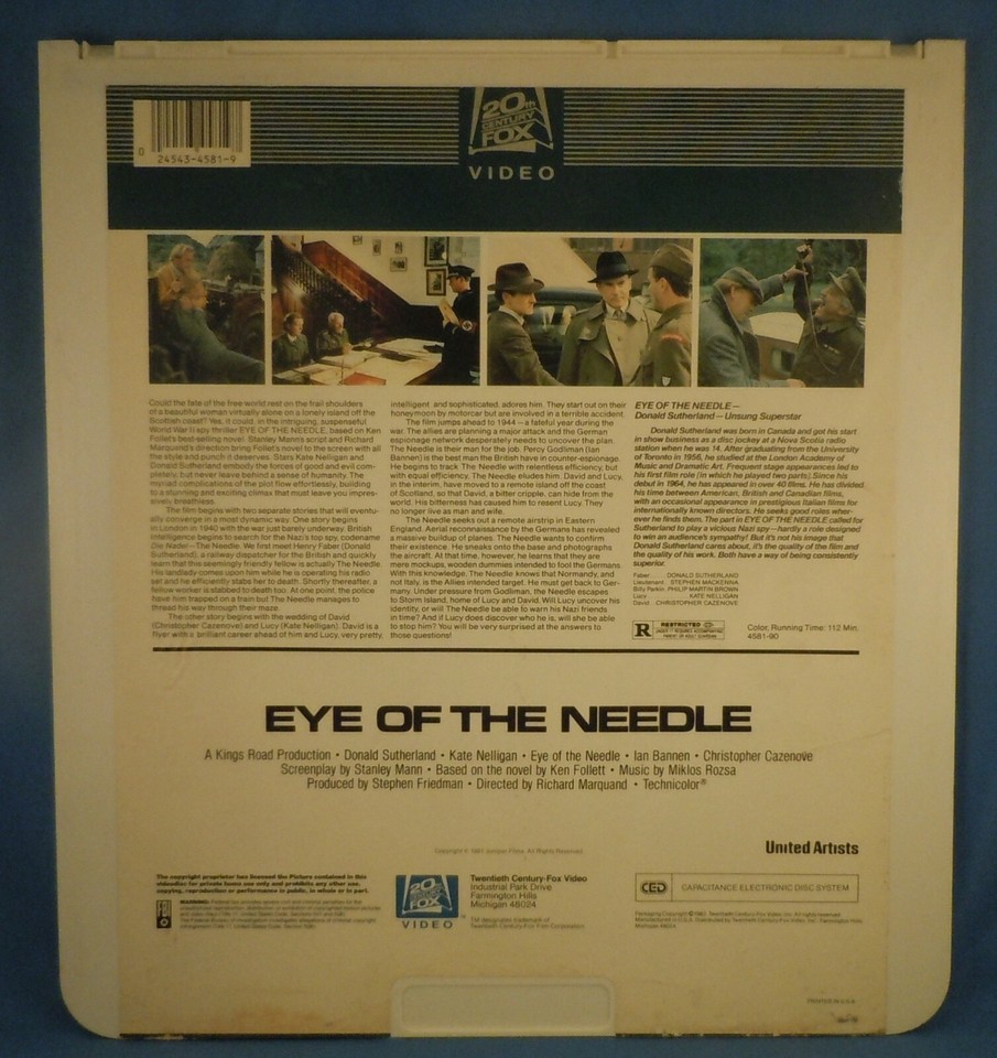 RCA CED VIDEODISC! - EYE OF THE NEEDLE with Donald Sutherland | eBay