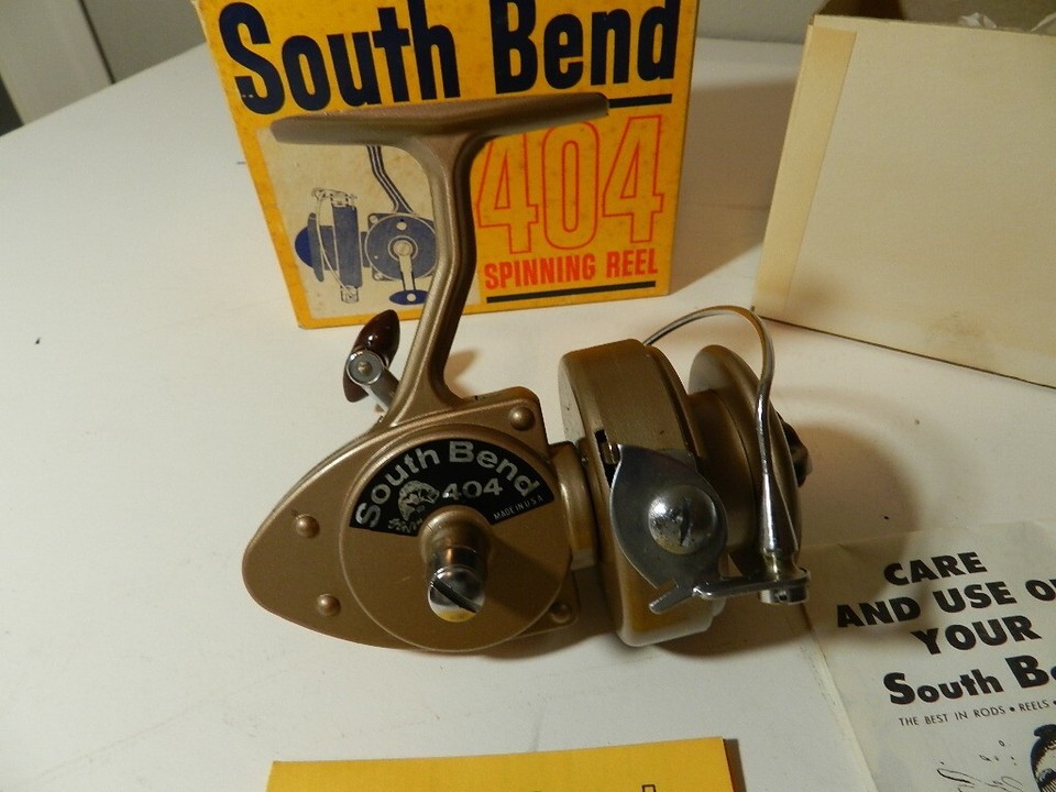 VINTAGE FISHING REEL- SOUTH BEND MODEL 404 SPINNING REEL- W/ BOX- NEW ...