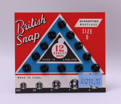 12 Count British Snaps - Black Size 0 Quality Snaps Garment Fasteners ...